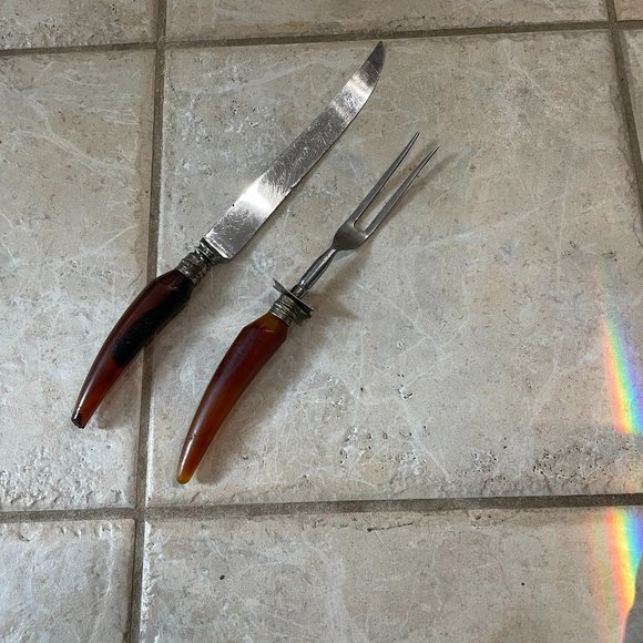 Vintage | Kitchen | Vintage Stainless Steel Meat Carving Knife Fork W ...